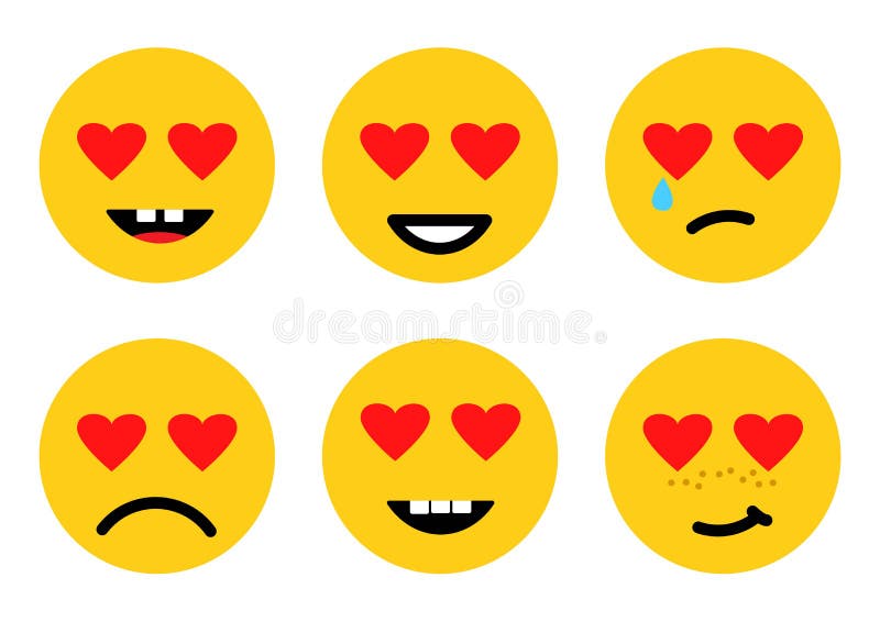 Love Emoji, Smile Face Icons, Different Emotions. Vector Stock ...