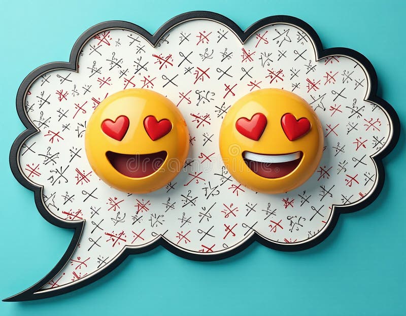 Love Emoji in Thought Bubble Stock Illustration - Illustration of cute ...