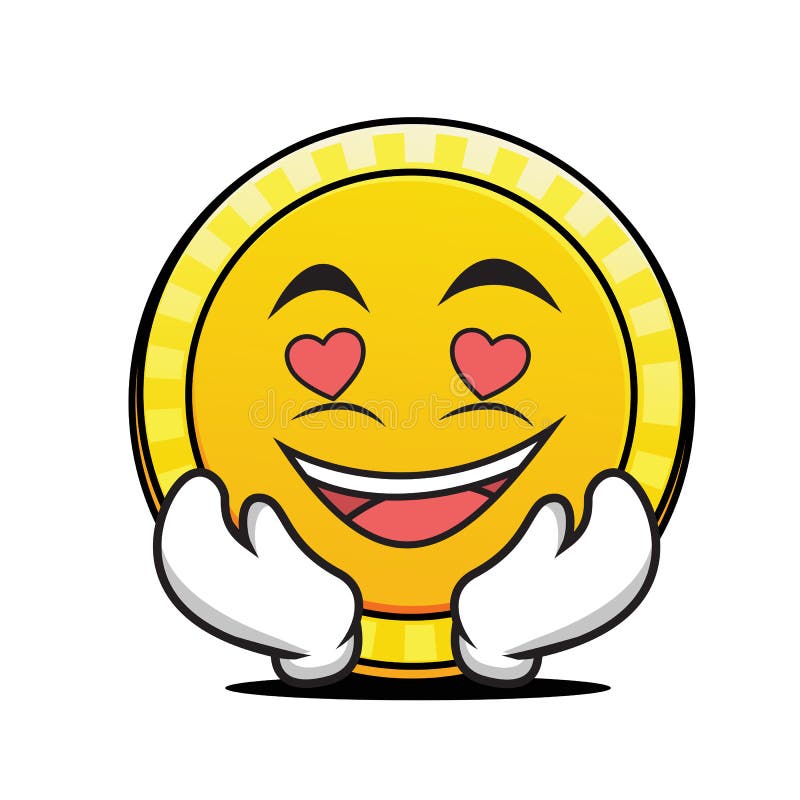In Love Face Coin Character Stock Vector - Illustration of face, smiley ...