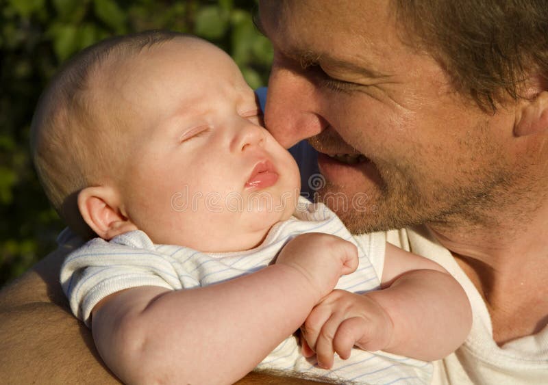 Love of Father and Child in Sunset Stock Image - Image of evening ...