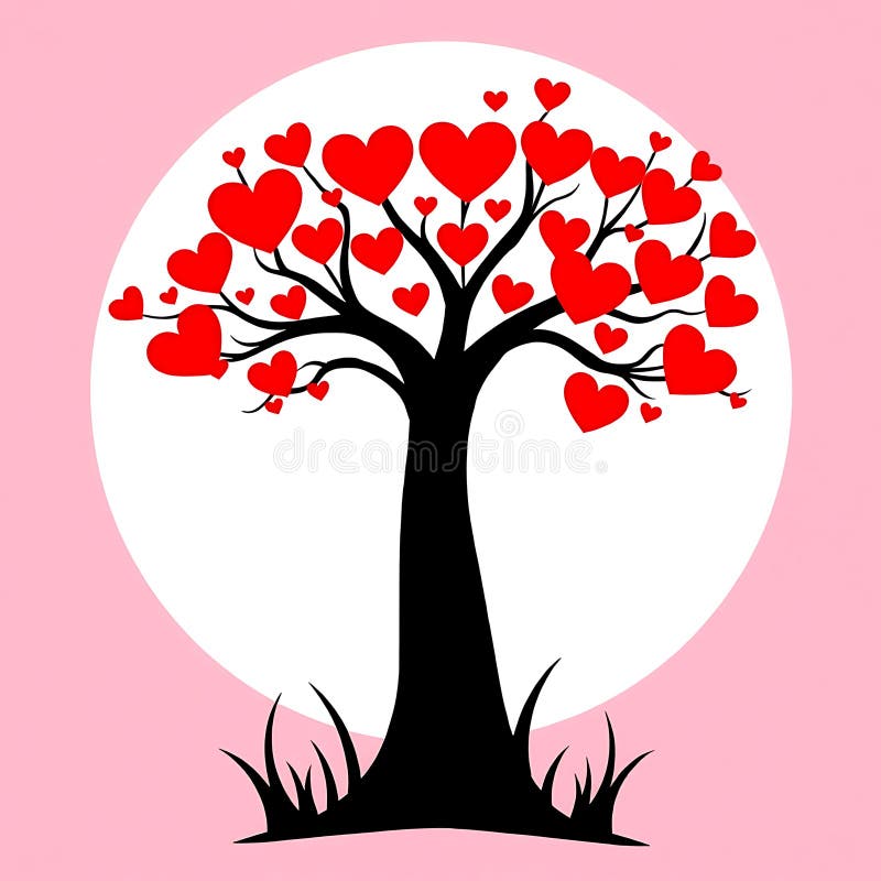A Love Filled Tree with Hearts Perfect Image Stock Illustration ...