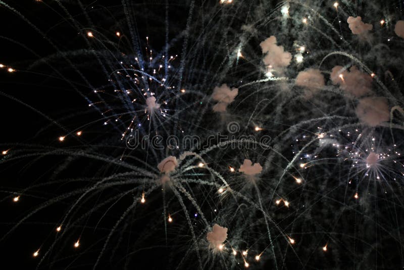 Colorful Fireworks Explode in Sky Stock Photo - Image of lake, holiday ...