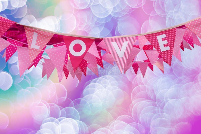 Love Flag on Bokeh Background Stock Photo - Image of texture, scrapbook ...
