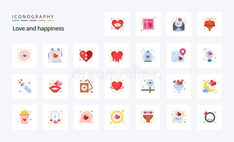 25 Love Flat Color Icon Pack Stock Vector - Illustration of wedding ...