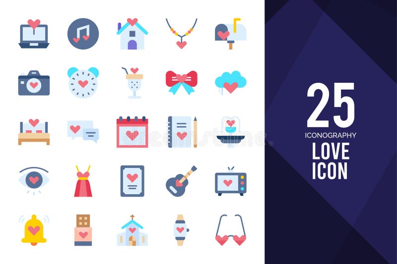 25 Love Flat Icon Pack. Vector Illustration Stock Vector - Illustration ...