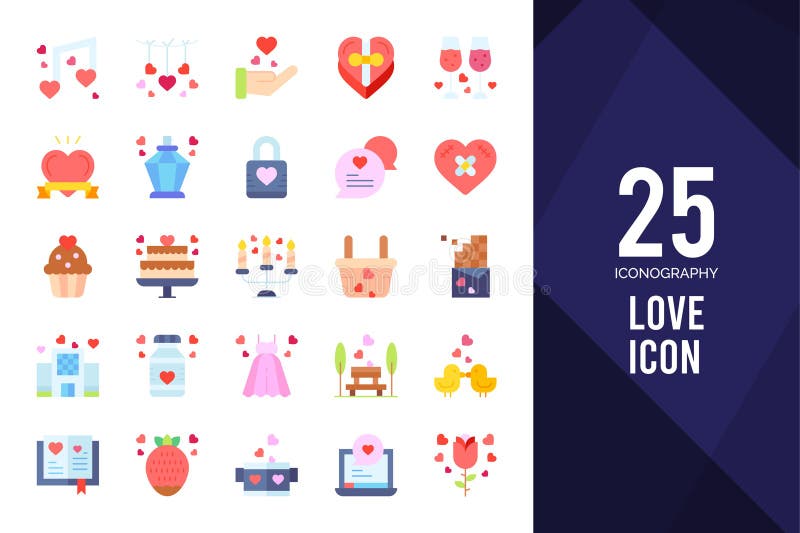 25 Love Flat Icon Pack. Vector Illustration Stock Vector - Illustration ...