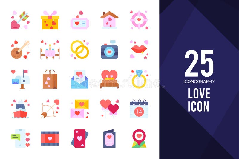 25 Love Flat Icon Pack. Vector Illustration Stock Vector - Illustration ...