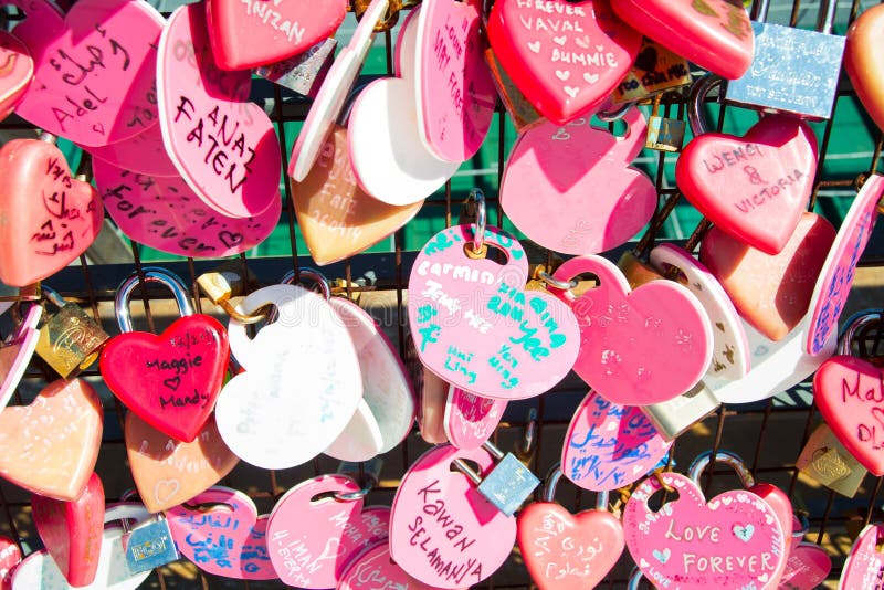 Love Forever, Heart-shaped Padlocks Stock Image - Image of lock ...