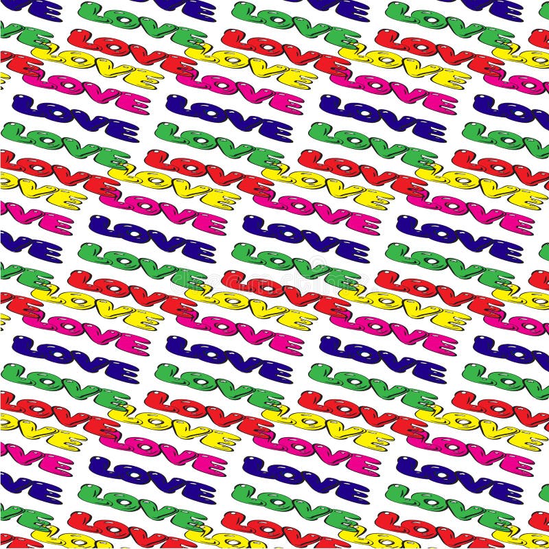 Love in Four Colors Pattern Stock Illustration - Illustration of ...