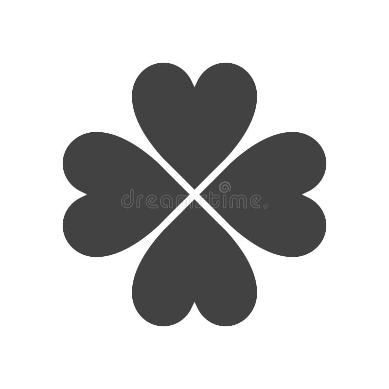 Love Four Leaf Clover Icon Symbol Isolated on White Background Stock ...