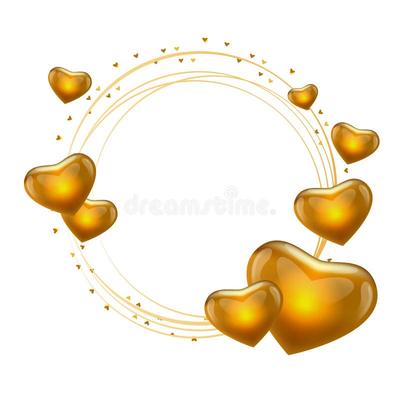 Love Frame with Hearts Gold Circle Vector Stock Illustration ...