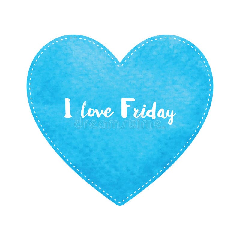 Love Friday Text on Blue Heart Stock Illustration - Illustration of ...