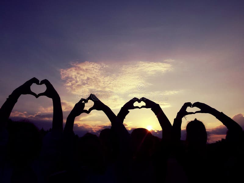 Love with friends stock image. Image of sunset, hearts - 72095735