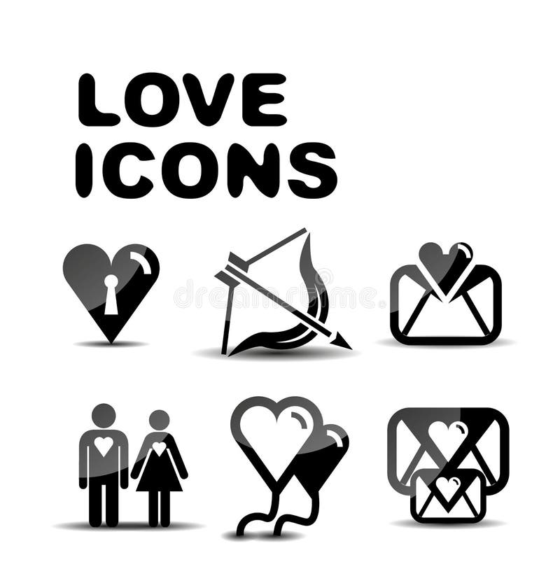Love Glossy Icon Set. Vector Illustration Stock Vector - Illustration ...