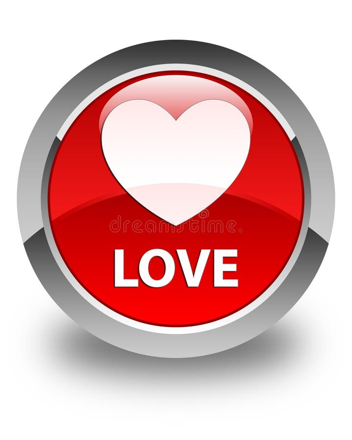Love Glossy Red Round Button Stock Illustration - Illustration of ...