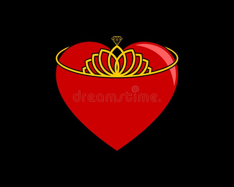 Love with Golden Queen Crown Logo Stock Illustration - Illustration of ...