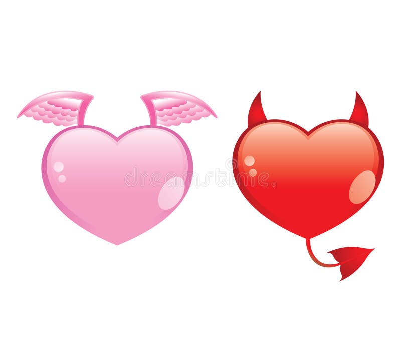 Angel and Devil Hearts.. Good Vs Evil Stock Vector - Illustration of ...