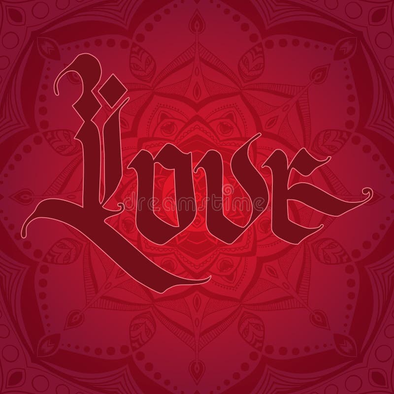 Love Gothic Calligraphy Postcard Stock Illustrations – 6 Love Gothic ...