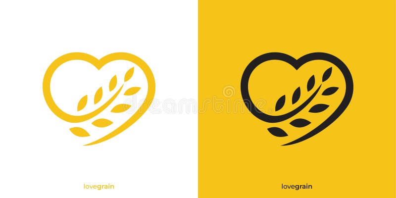 Creative Love Grain Logo. Love Shape and Wheat Grain Icon Graphic Stock ...