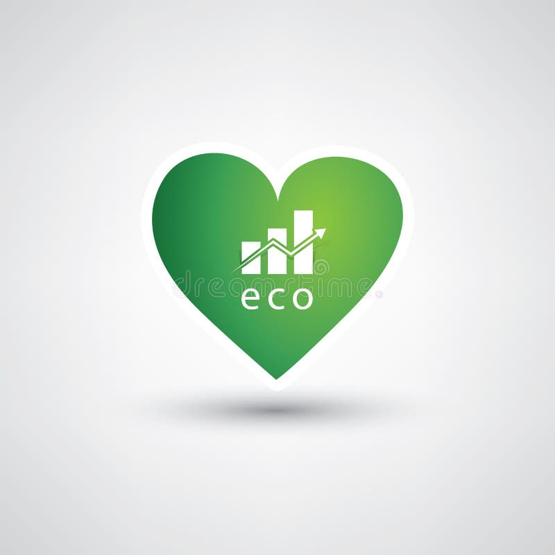 Love Green - Design Concept with Heart Shape and Bar Chart Inside Stock ...