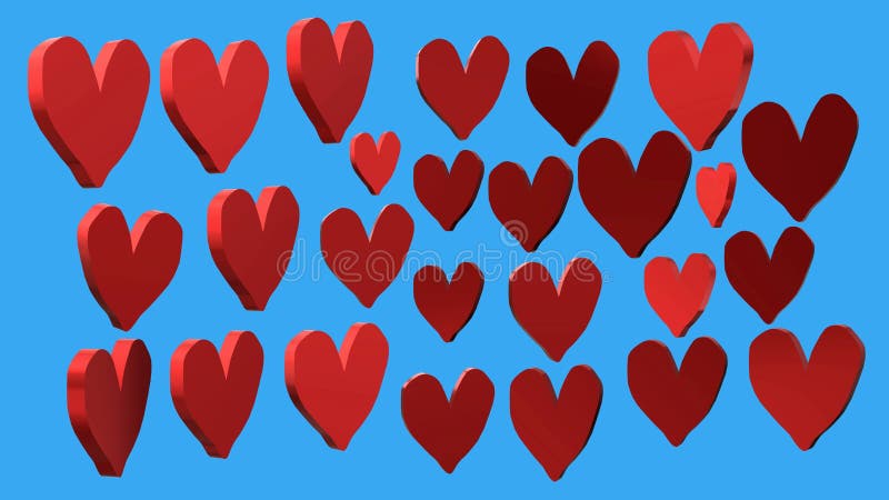 Love Greeting Concept Group of Hearts with Light Blue Background Stock ...