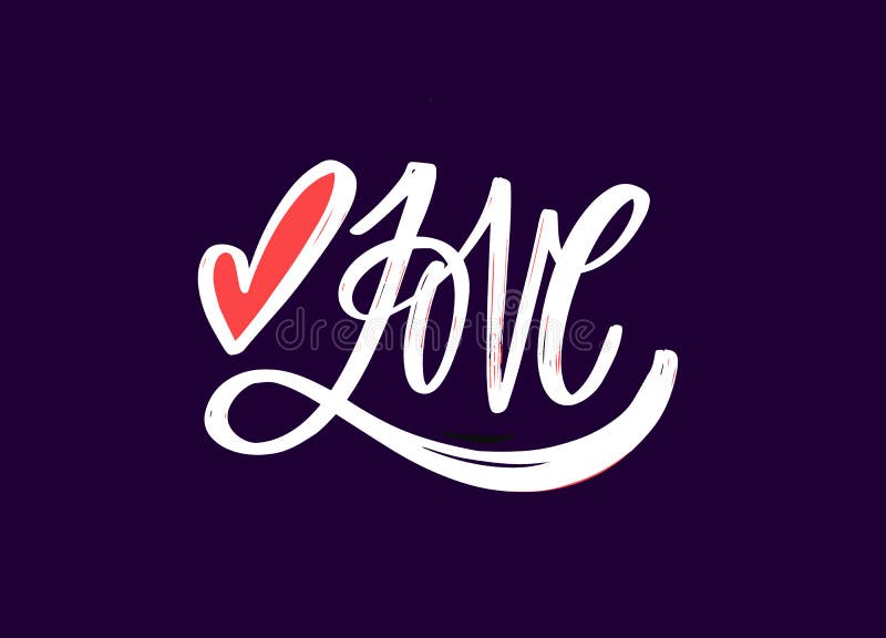 Love Hand Drawn Script Text and Heart Illustration. Stock Vector ...