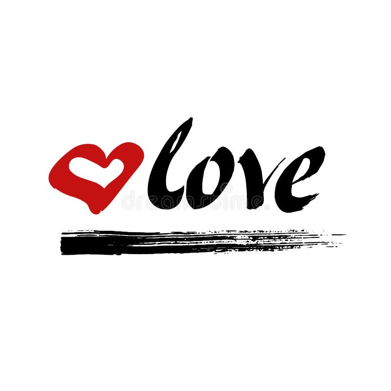 Love Hand Lettering Vector with Heart. Stock Vector - Illustration of ...