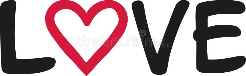 Love Hand Written with Heart Stock Vector - Illustration of february ...
