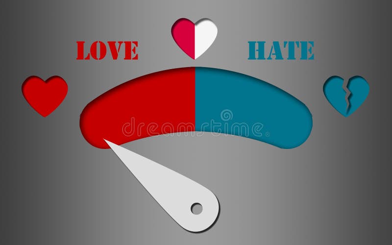 Love and Hate Gauge Concept Stock Illustration - Illustration of cupid ...