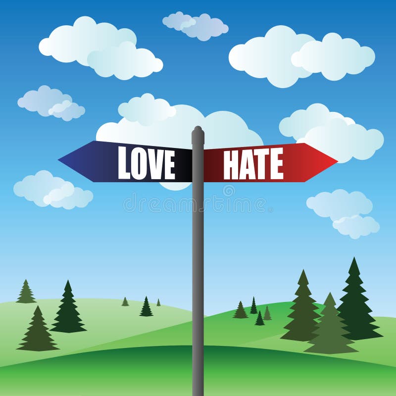 Love and hate sign stock illustration. Illustration of symbol - 84255077