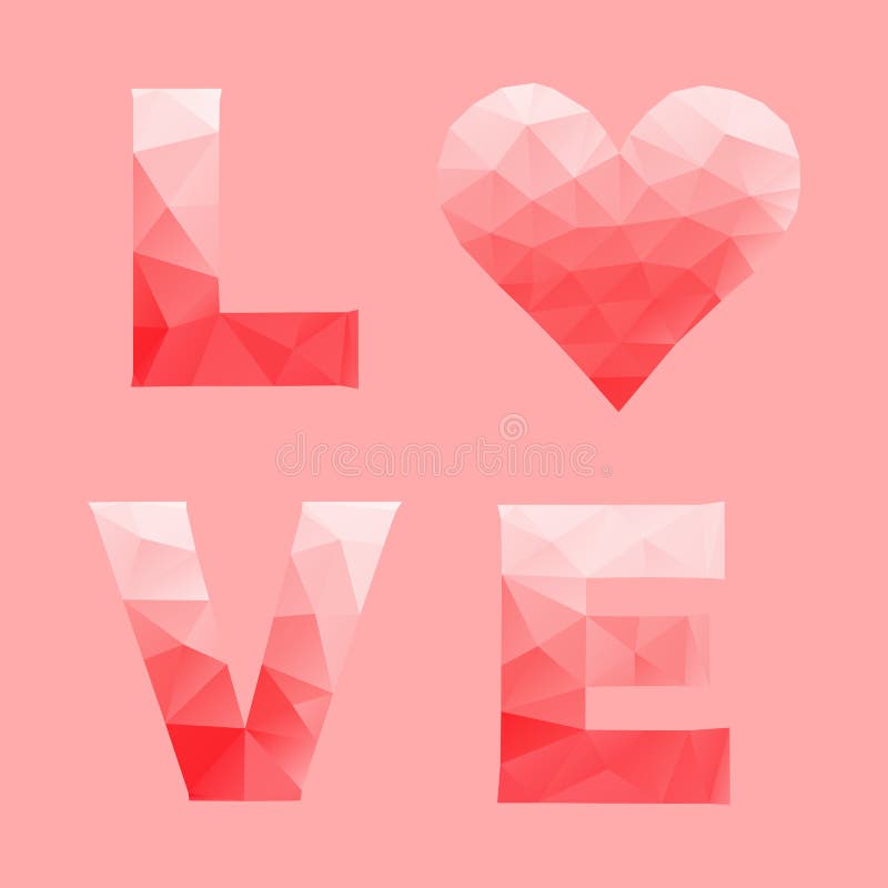 Love on Abstract Geometric Rumpled Triangular Low Poly Style Background ...