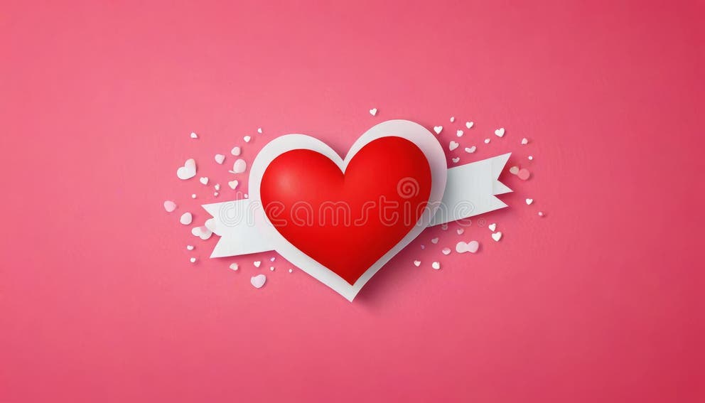 Love Heart Banner Background Stock Illustration - Illustration of love ...