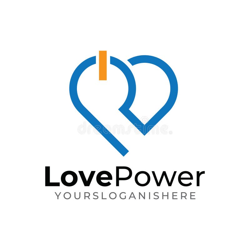 Love Heart Button Power Line Outline Logo Template Stock Vector ...