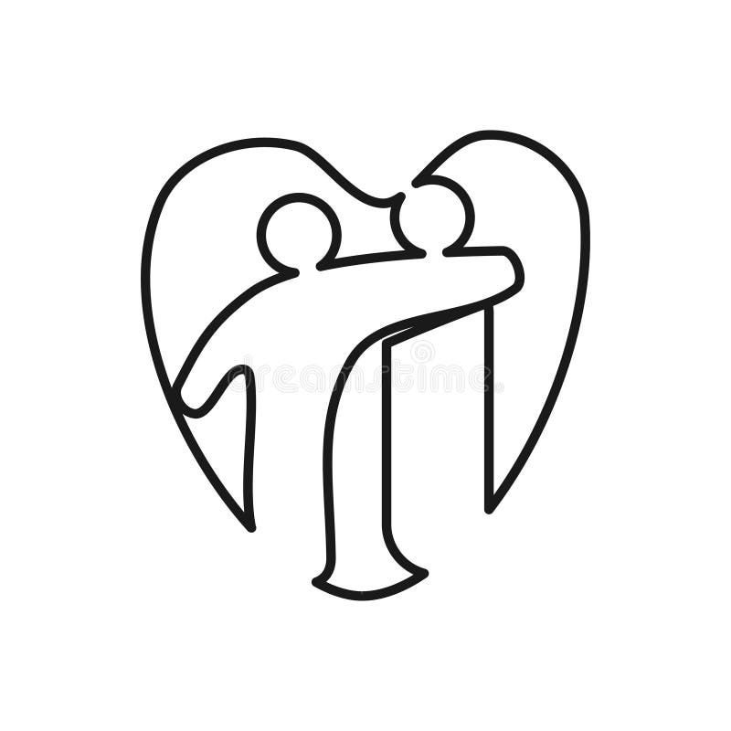 Love Heart Commitment Teamwork Together Outline Logo Stock Vector ...