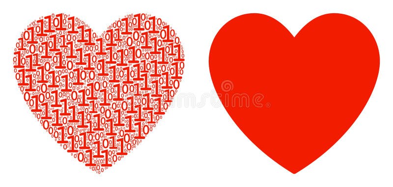 Love Heart Composition of Binary Digits Stock Vector - Illustration of ...