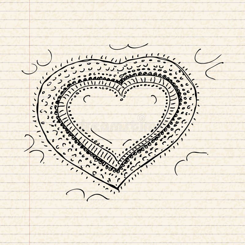 Love Heart Design on Lined Paper Stock Vector - Illustration of modern ...