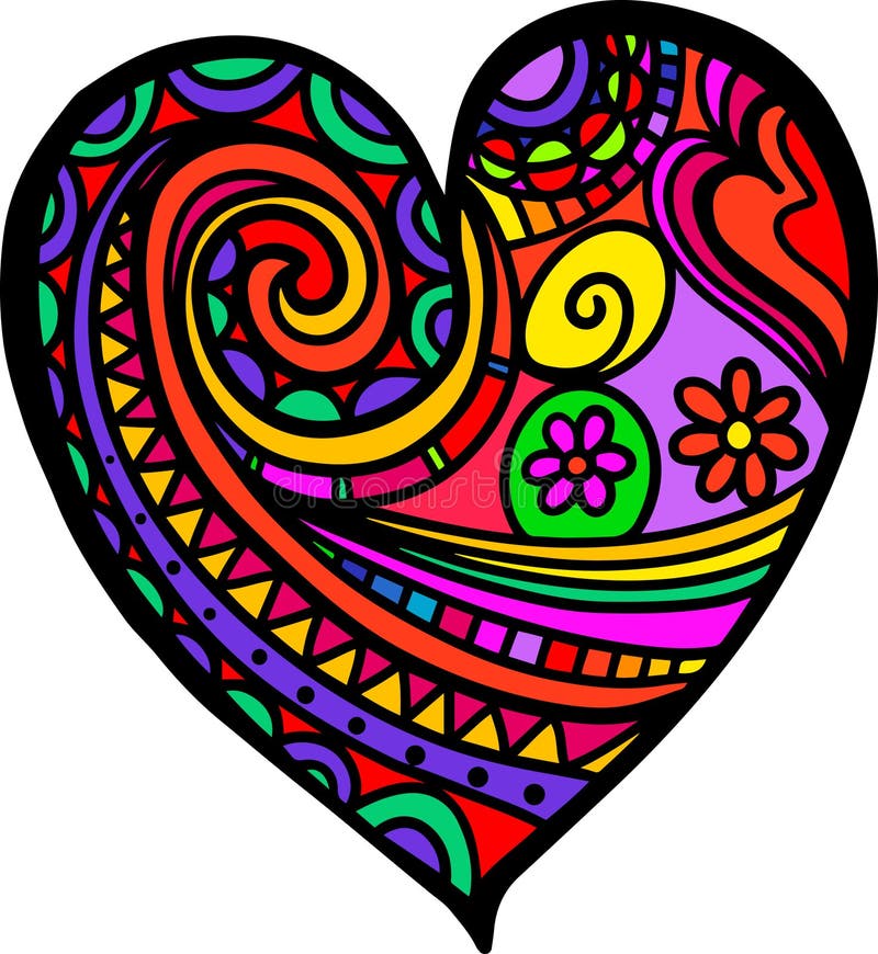 Love Heart Doodle stock illustration. Illustration of colorful - 53426090