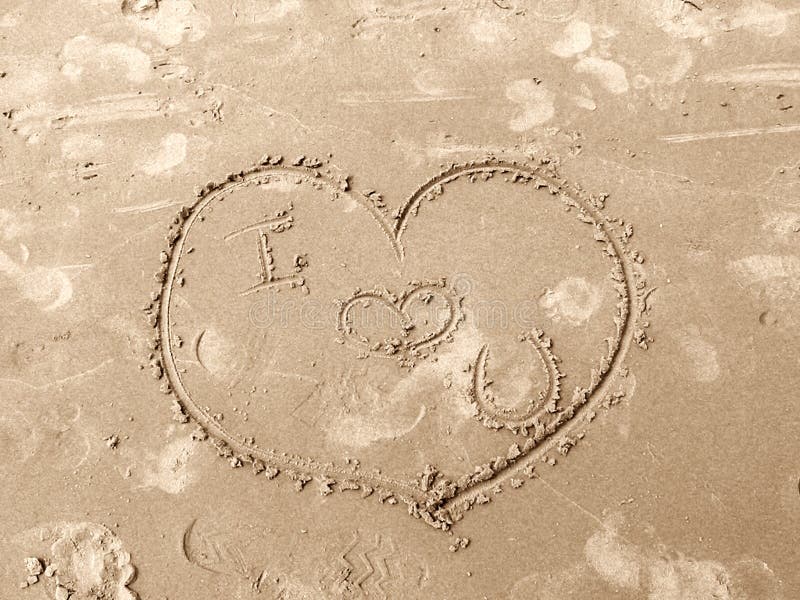 Love heart drawn on sand stock photo. Image of heart, romantic - 70744