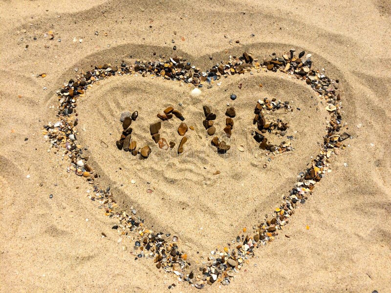 LOVE and HEART Figures on a Sand Stock Image - Image of relax, sunny ...