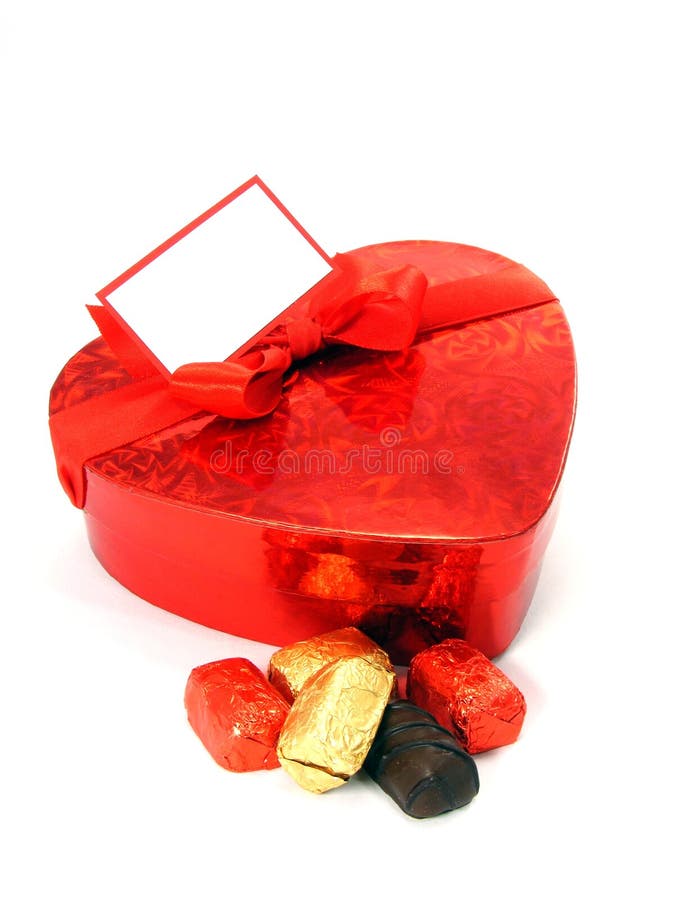 Love Heart Gift Box with Red Ribbon Stock Photo - Image of single ...