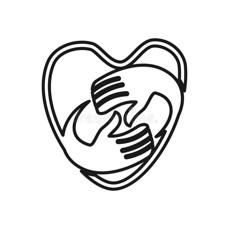 Love Heart Hand Commitment Teamwork Together Outline Logo Stock Vector ...