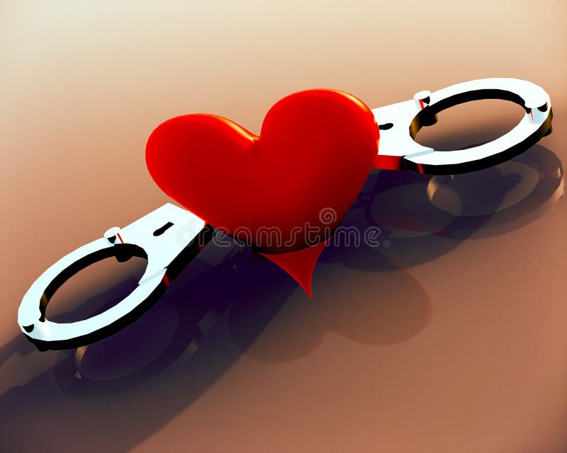 Love heart in handcuffs stock illustration. Illustration of chain ...