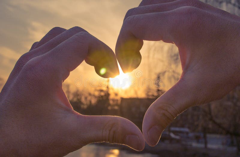 Love hand heart stock image. Image of sunrise, heart - 48741847