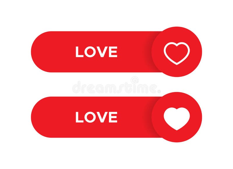 Love, Heart Icon Vector in Bar Button Stock Vector - Illustration of ...