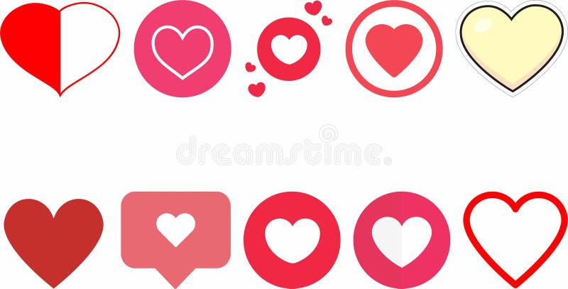 Love Heart Icons Set Collection Stock Illustration - Illustration of ...
