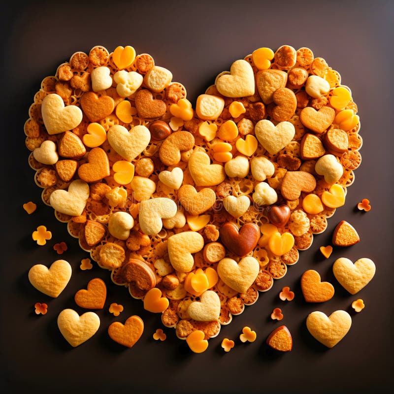 Love Heart Made from Biscuits and Crackers Stock Image - Image of baked ...