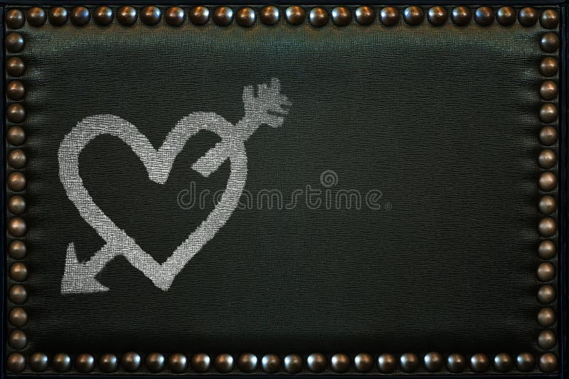 Love Heart Painted on the Leather Pattern with Knobs Stock Image ...