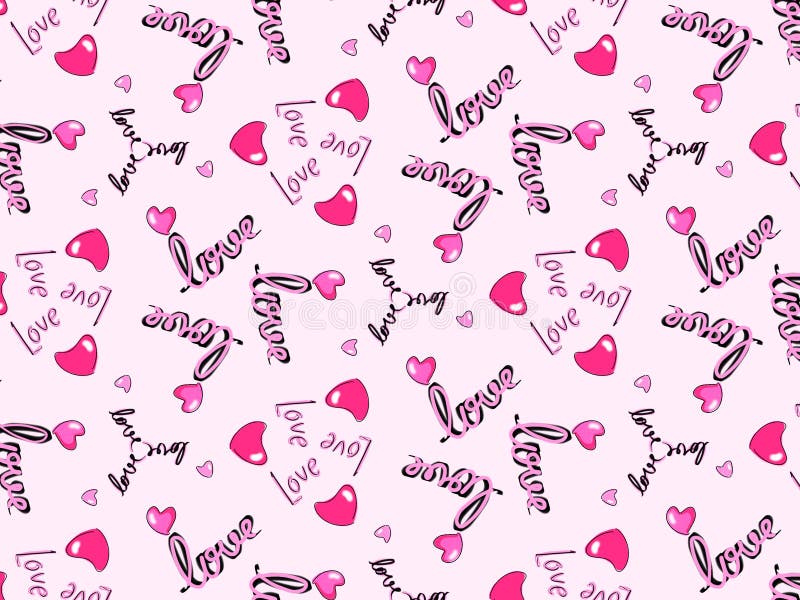 Love Heart Pattern Background Stock Illustration - Illustration of text ...