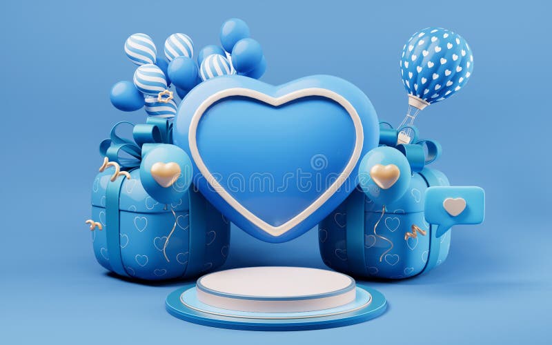 Love Heart and Presentation Stage, 3d Rendering Stock Illustration ...