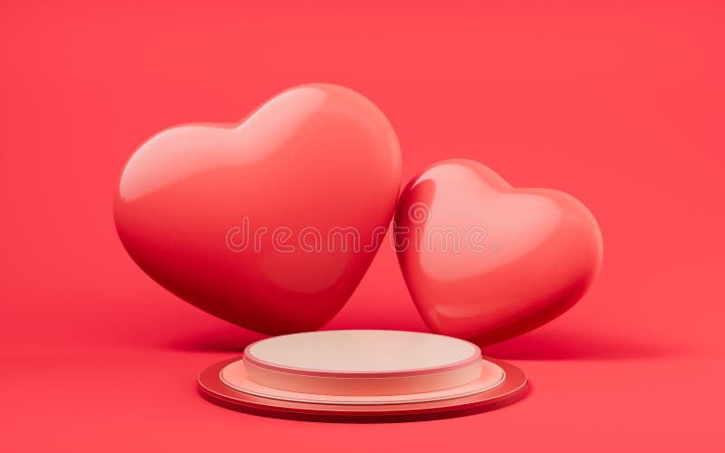 Love Heart and Presentation Stage, 3d Rendering Stock Illustration ...